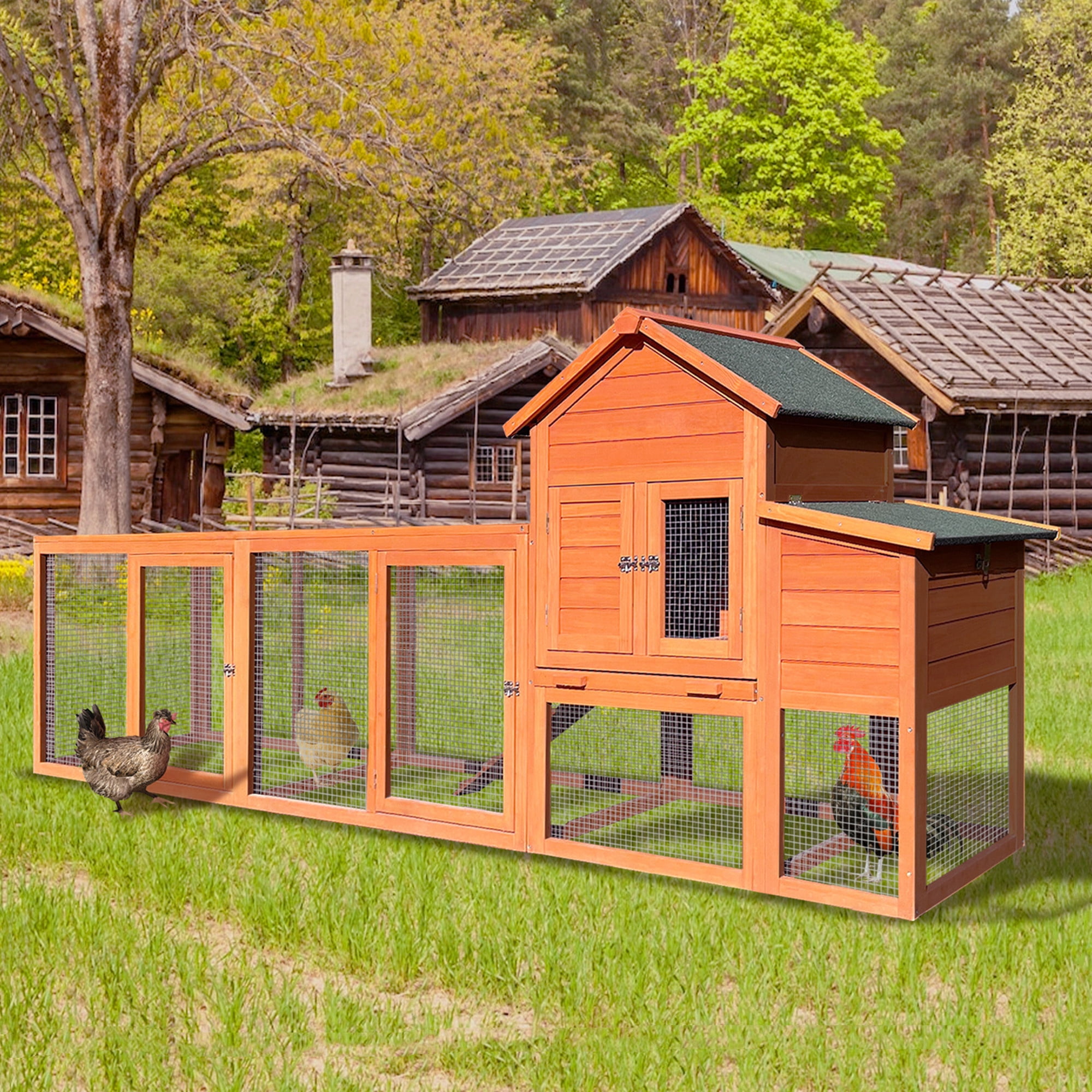 Aukfa 122" Large Chicken Coop Wood Chicken Run Cage - Walmart.com