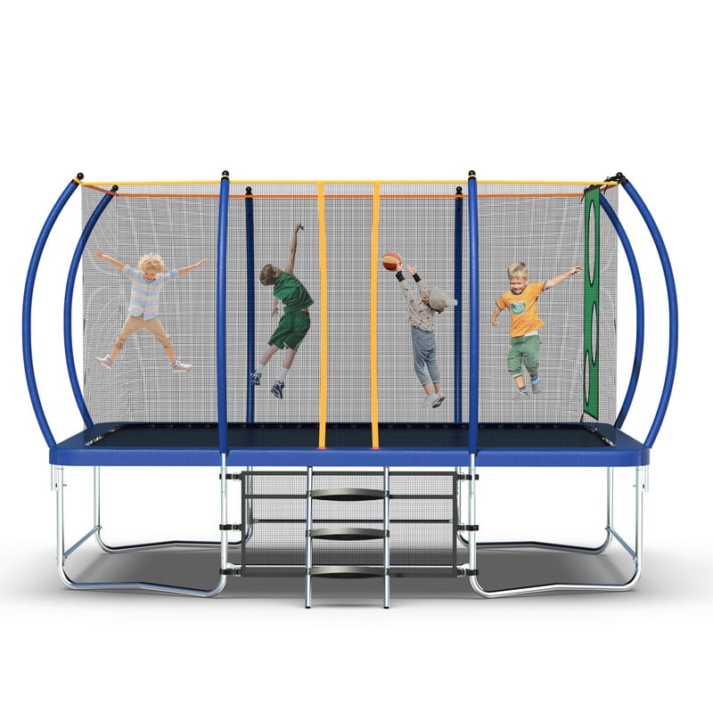 Aukfa Rectangle Trampoline for Kids and Adults with Football Soccer ...