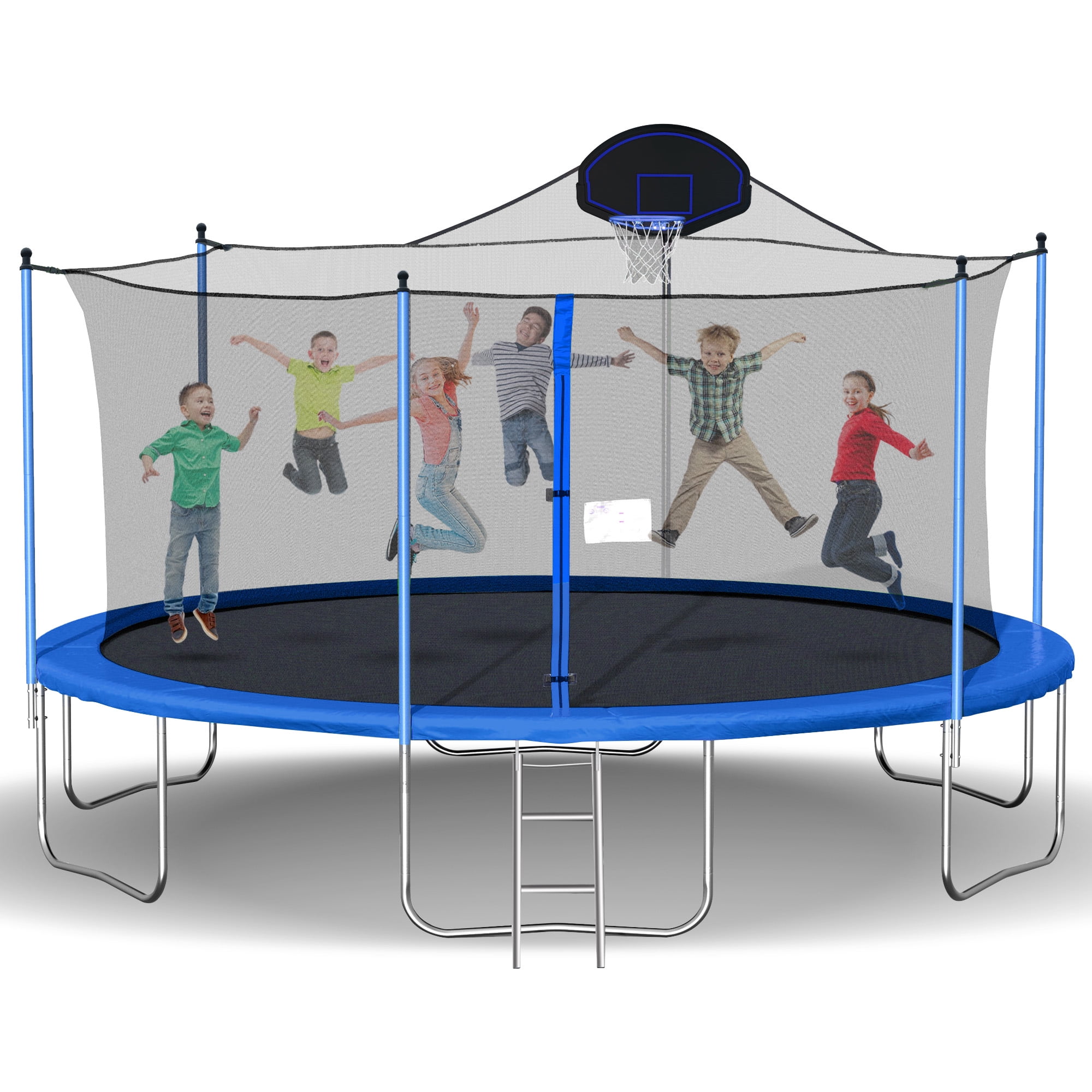 Aukfa 16FT Trampoline with Basketball Hoop for Kids Adults, Outdoor ...