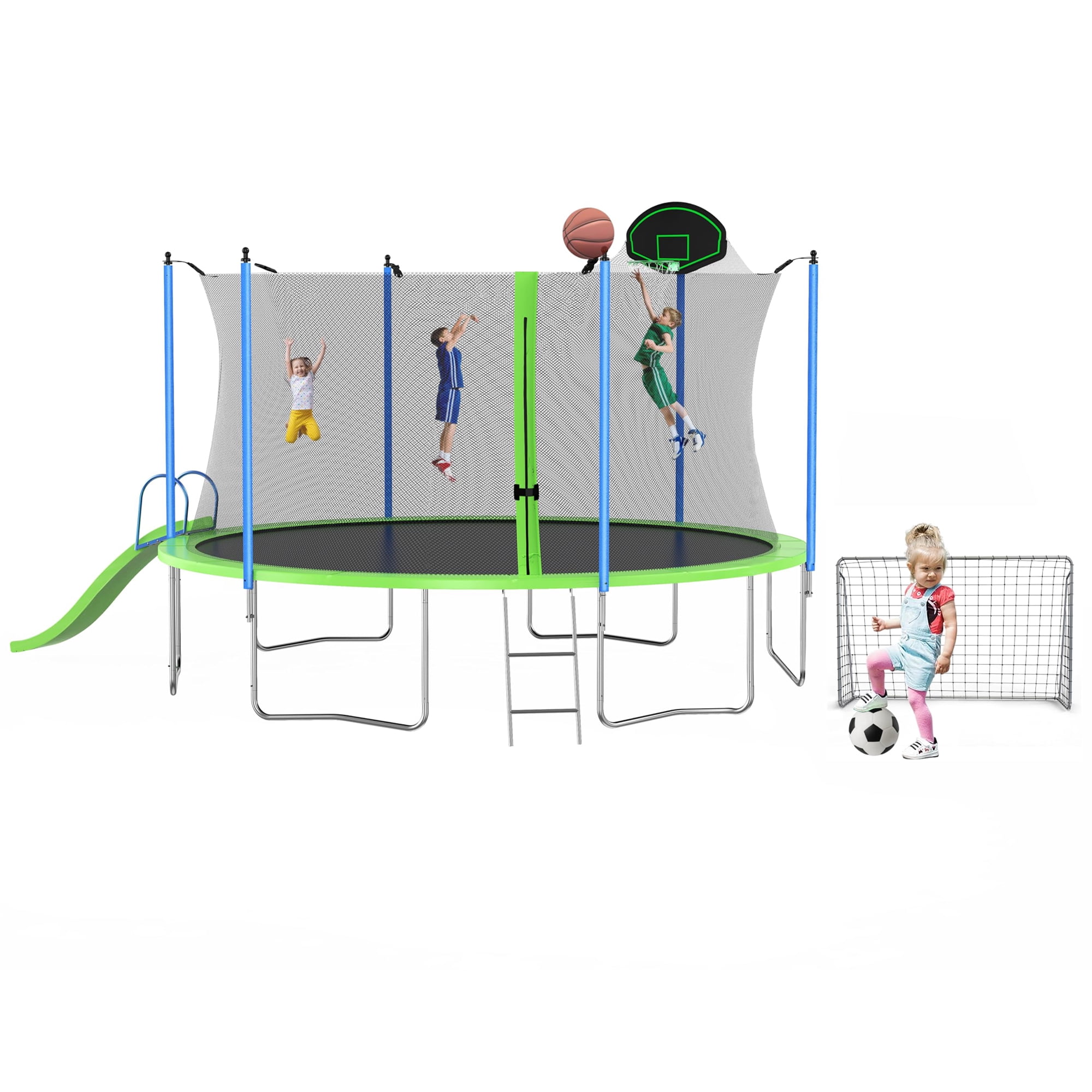 Aukfa 16FT Trampoline with Slide, Soccer Goal - Walmart.com