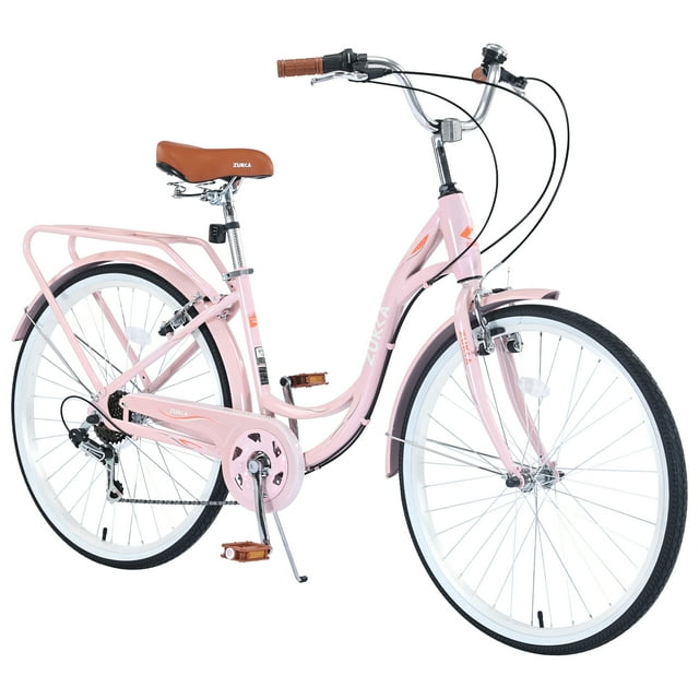 Aukfa 26" Cruiser Bike, 7 Speed Bicycle Hybrid Bikes for Women Girls ...
