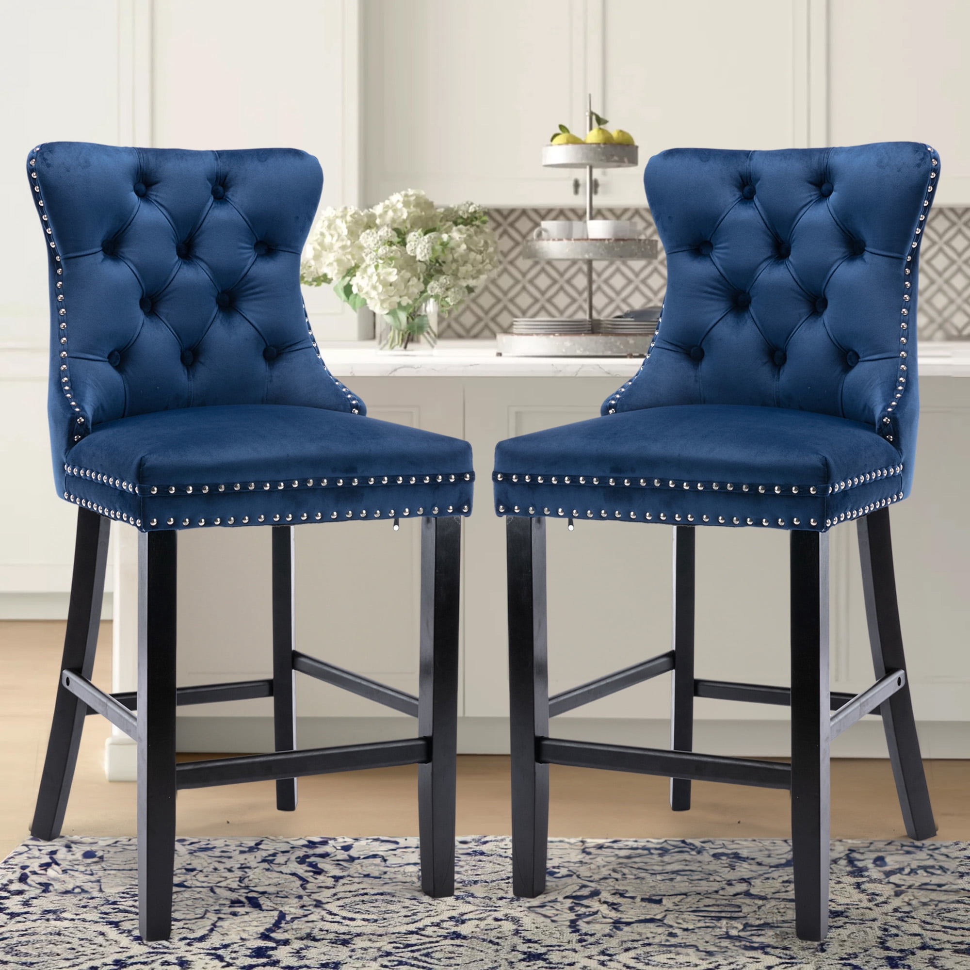 Aukfa 27.2" Upholstered Bar Stools Set of 2 Counter Height Bar Chairs ...
