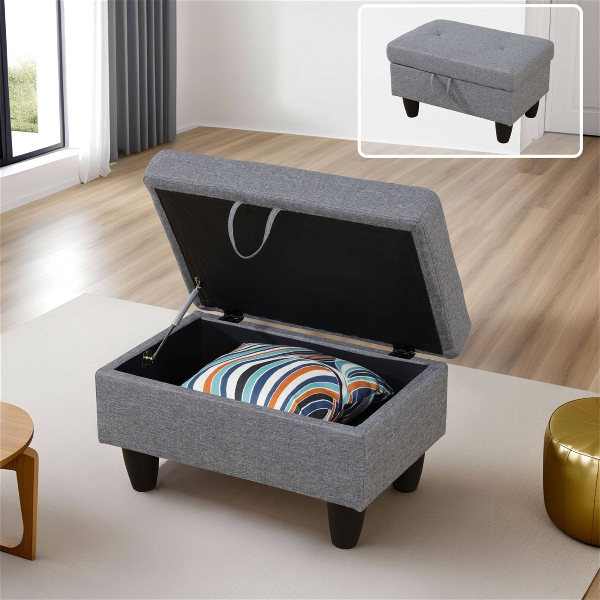 Aukfa 29" Storage Ottoman Bench for Sectional Sofa Set, Lift Top, Linen ...