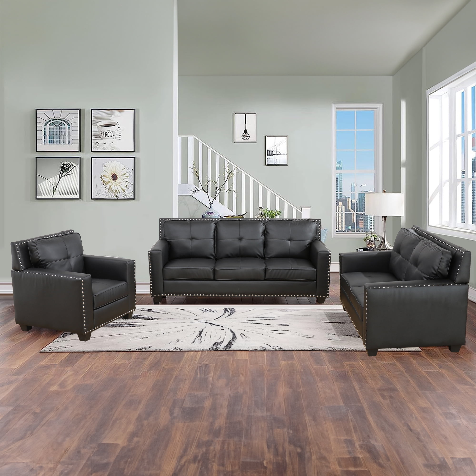 Aukfa 3-Piece Module Sofa Set for Living Room, 3-Seater Deep Seat Couch ...