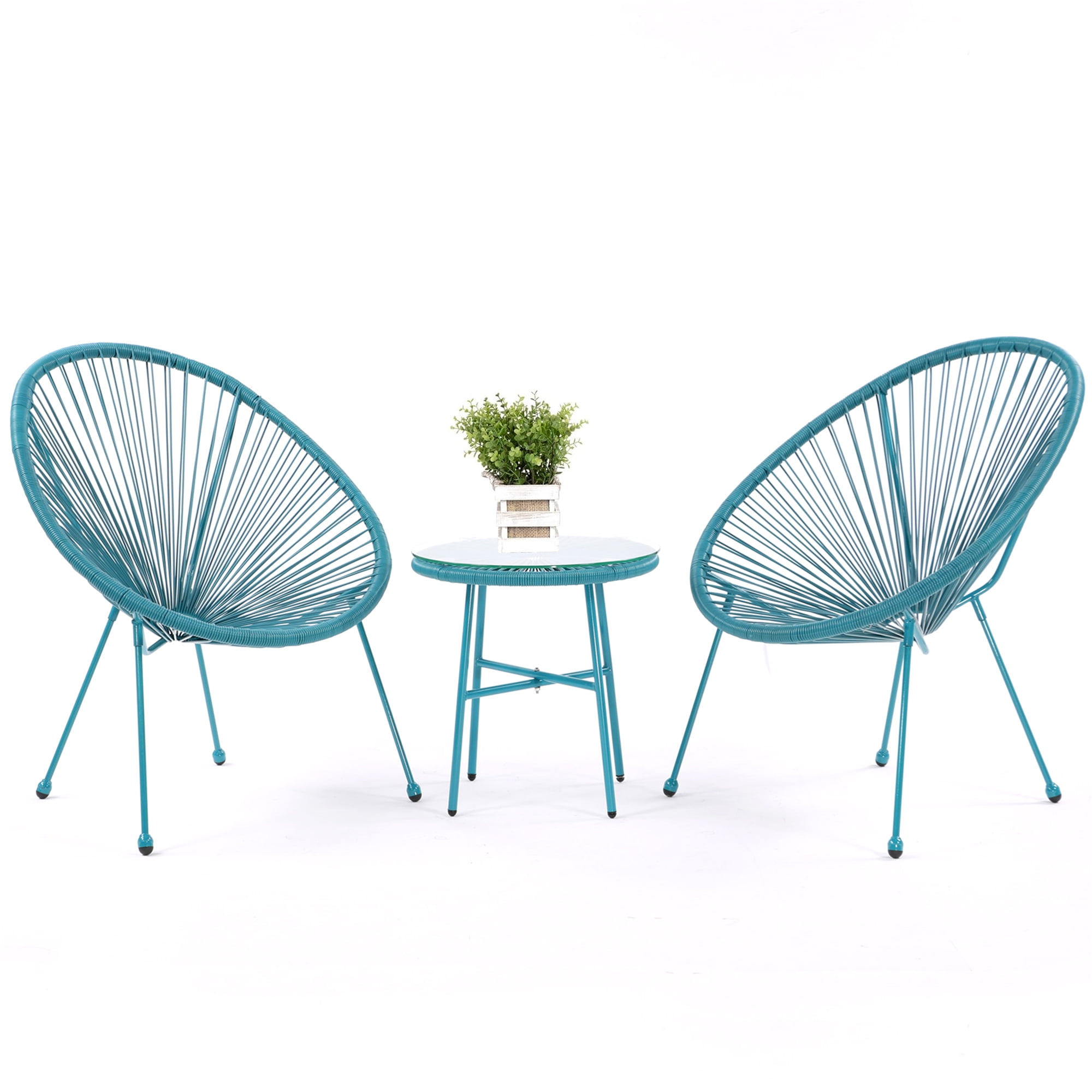 Aukfa 3-Piece Outdoor Acapulco All-Weather Patio Conversation Bistro ...