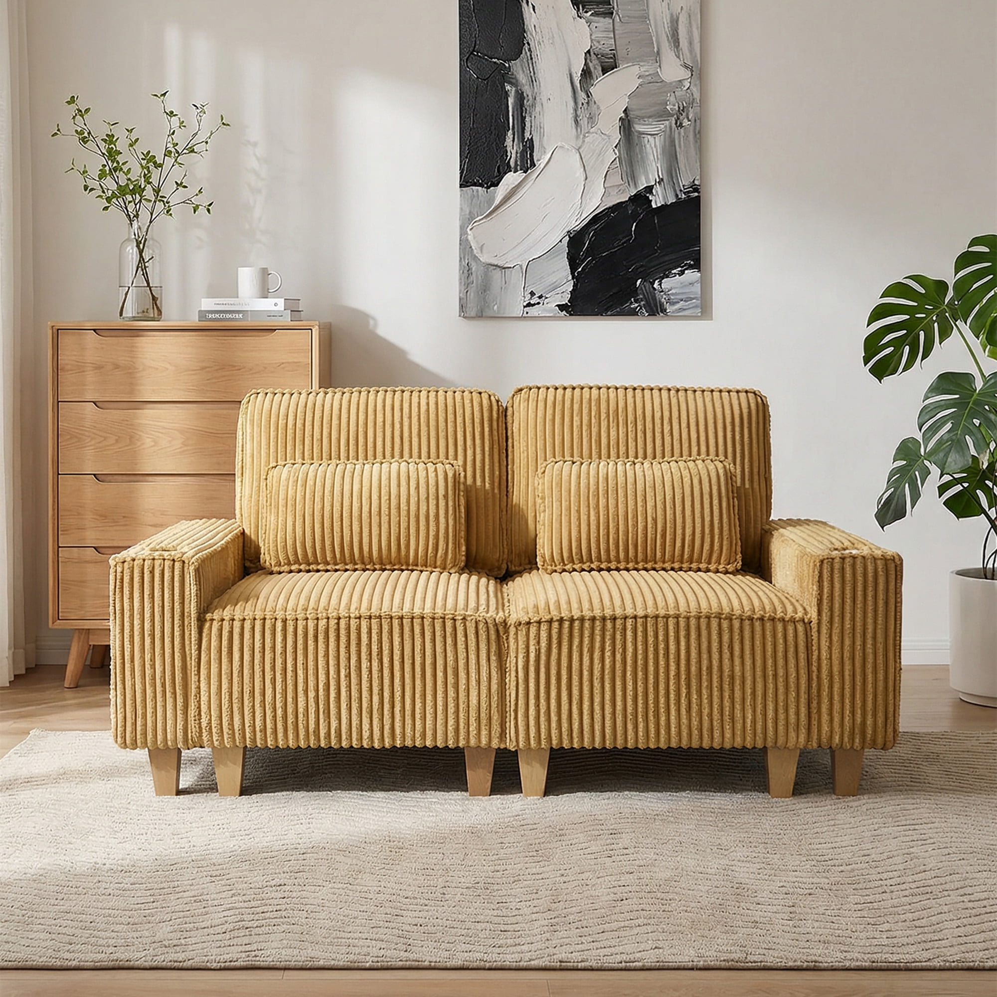 Aukfa 3 Piece Sofa Set - 71" Deep Seat Couch Loveseat Couch w/ Cup ...