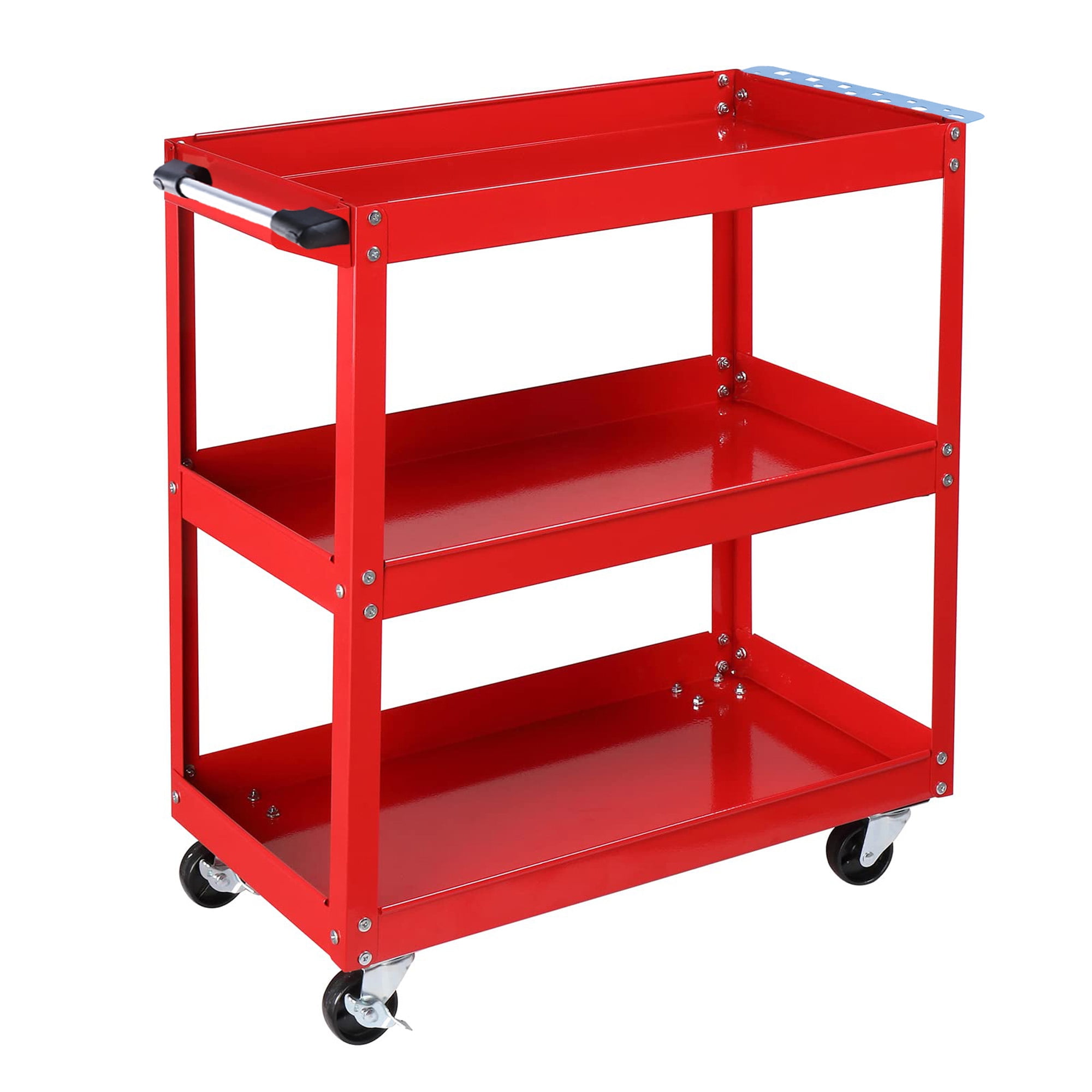 Aukfa 3-Tier Utility Cart with Wheels, 450 lb Heavy Duty Rolling Tool Cart Service Cart for ...