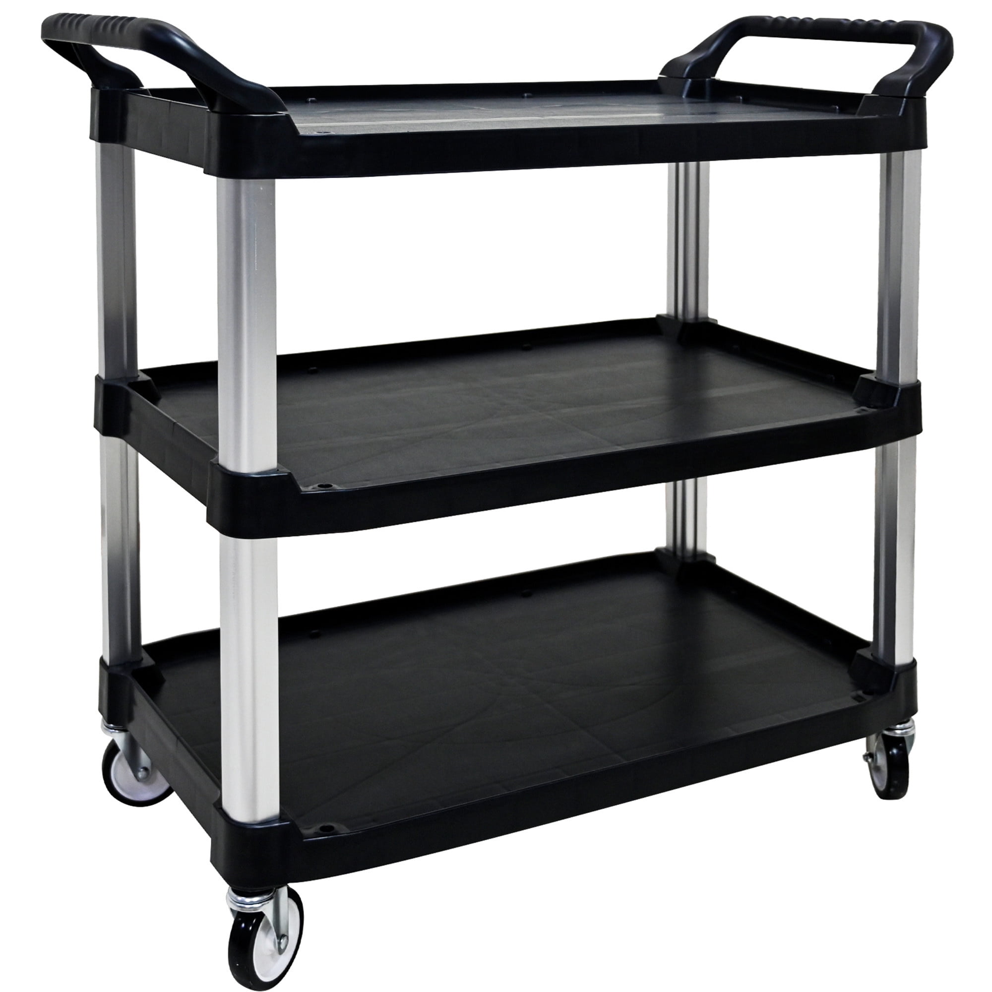 Aukfa 3-Tier Utility Cart with Wheels, Heavy Duty Plastic Rolling Tool ...