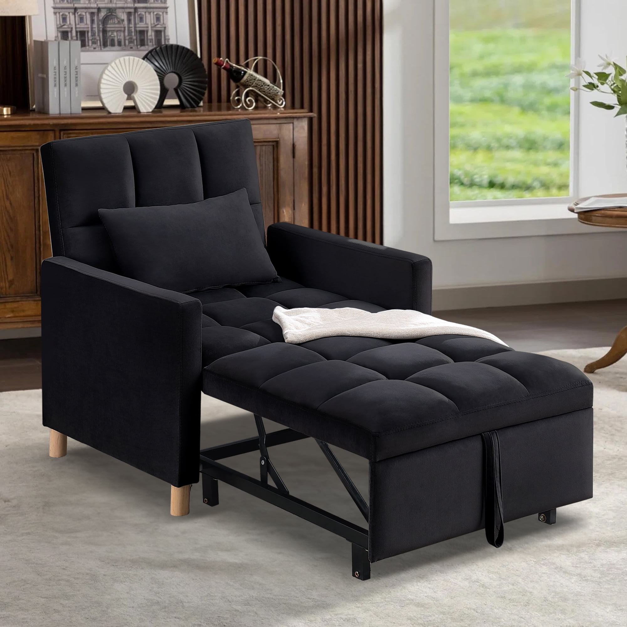 Free Shipping! Aukfa 3-in-1 Convertible Sleeper Chair Bed, Velvet ...