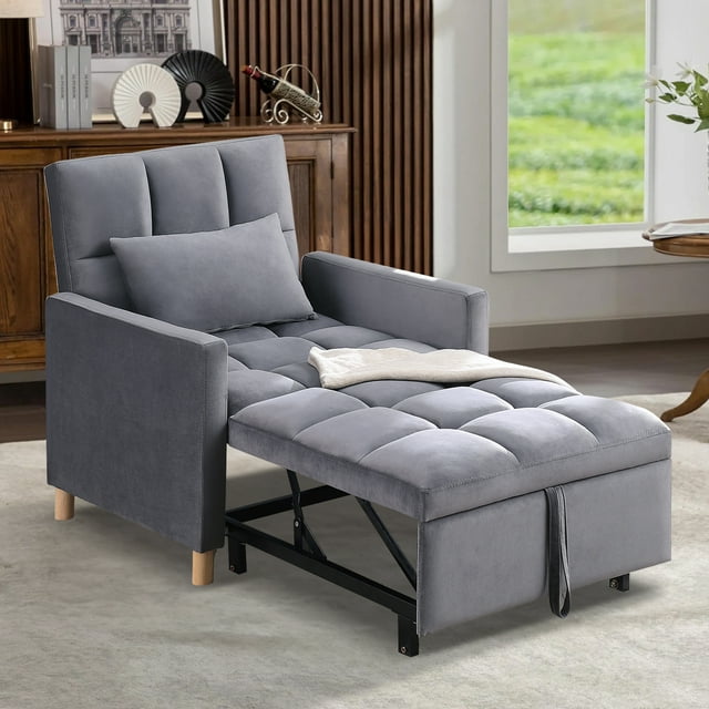 Free Shipping! Aukfa 3-in-1 Convertible Sleeper Chair Bed Velvet ...
