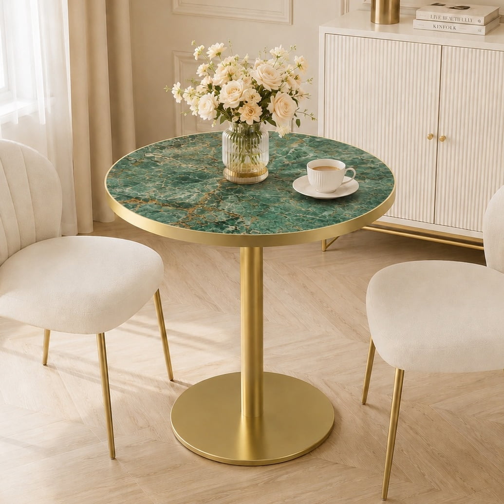 Aukfa 31.5" Round Sintered Stone Dining Table for 2-4, Kitchen Table ...