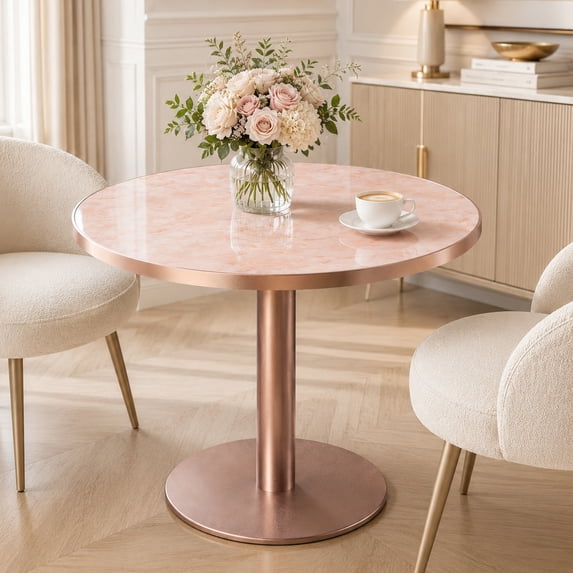 Aukfa 31.5" Round Sintered Stone Dining Table for 2-4, Kitchen Table ...