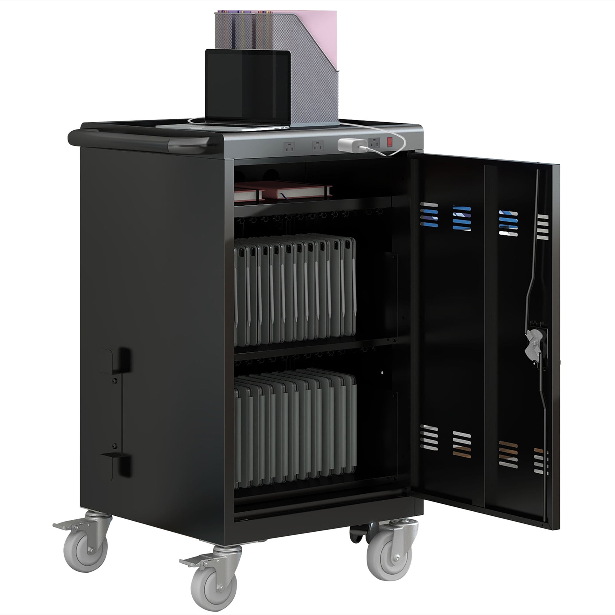 Aukfa 35-Unit Mobile Charging Cart, Classroom Locking Charging Station ...