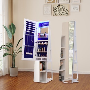 Black Mirror Jewelry Cabinet Standing, Full Length Mirror Jewelry ...