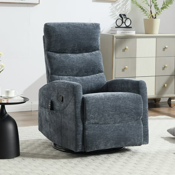 Aukfa 360° Swivel Recliner Rocking Chair with Massage and Heat for ...
