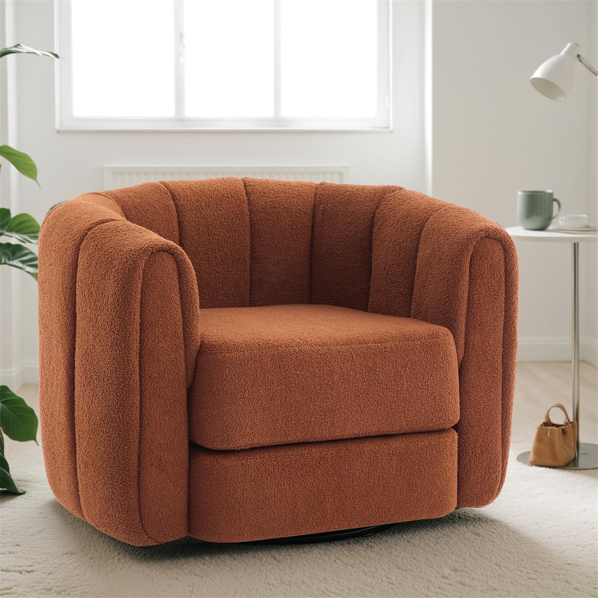 Aukfa 37" Swivel Accent Chair Pumpkin Armchair for Living Room, Bedroom ...