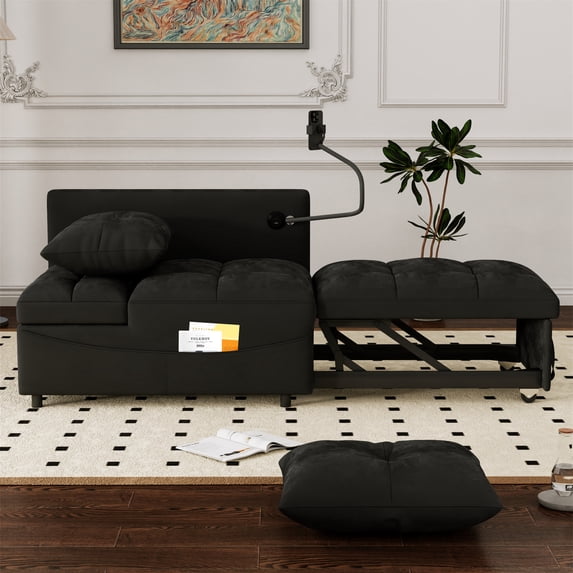 Aukfa 4 in 1 Chaise Futon Convertible Sleeper Chair Bed, 2 USB Port ...
