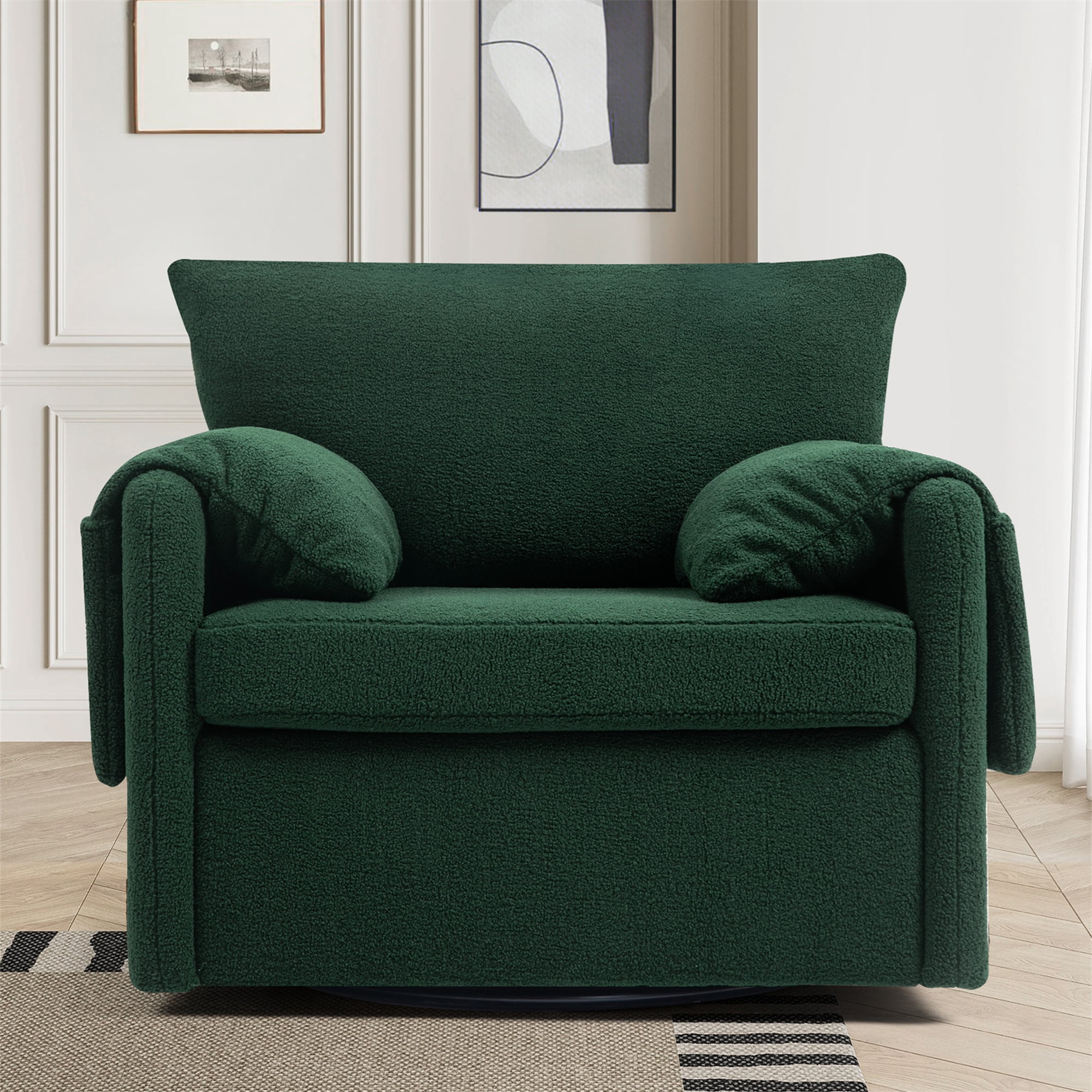 Aukfa 40 in Oversized Swivel Accent Chair Overstuffed Arm Chair 400 lb ...