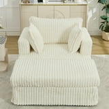 Aukfa 48" Inch Chaise Lounge, Oversized Sofa Chair with Ottoman, 3 ...