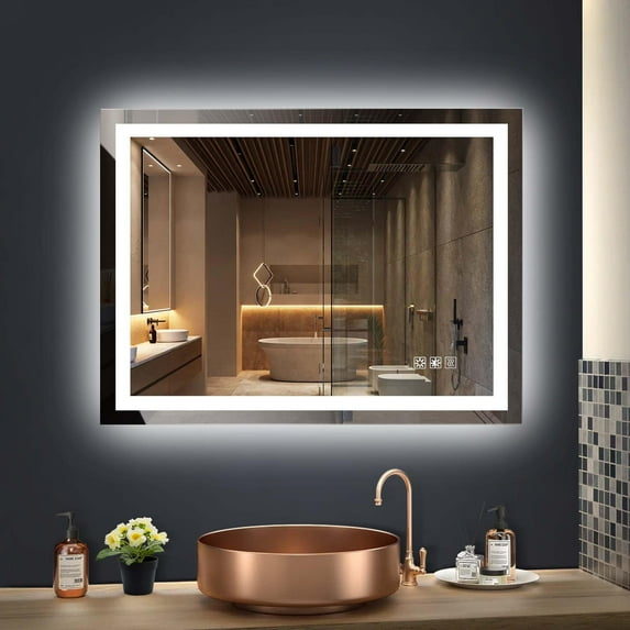 Aukfa 48x36 Inch Luxury LED Bathroom Mirror - Modern Vanity with ...