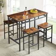 AWQM 5 Piece Bar Table Set, Kitchen Counter Height Table with 4 Stools ...