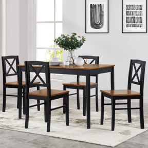 Gymax 5 PCS Dining Set Rectangular Wooden Dining Table 4 Windsor Chairs ...