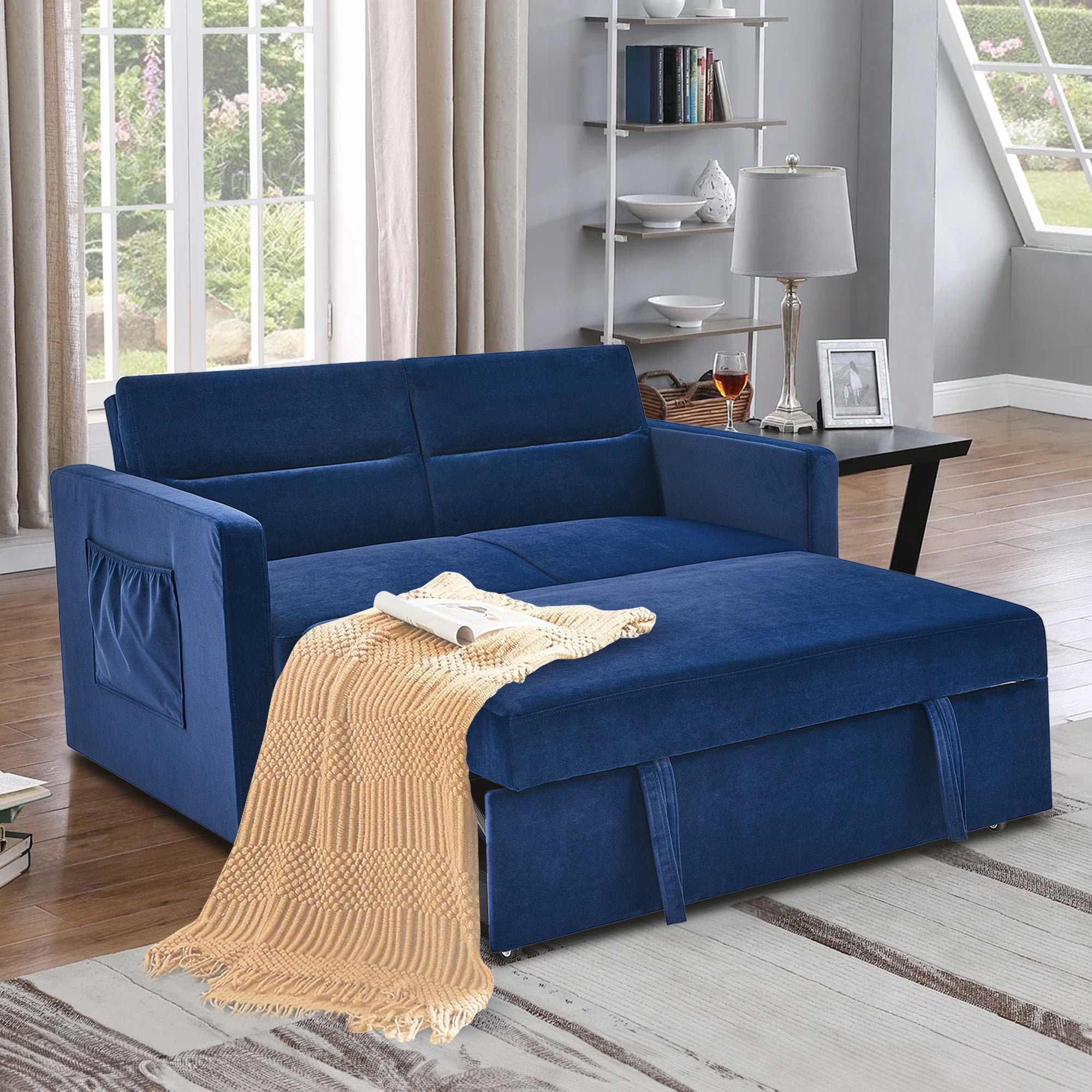 Aukfa 54.5" Pull Out Sofa Bed, Convertible Sleeper Loveseat with 2 ...
