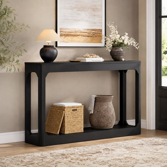 Aukfa 55.1" Wood Console Table, Narrow Sofa Table with 2-Tier Open ...