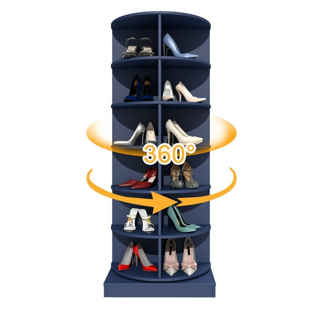 Aukfa 6-Tier Rotating Shoe Rack Storage, 360° Spinning Shoe Organizer ...
