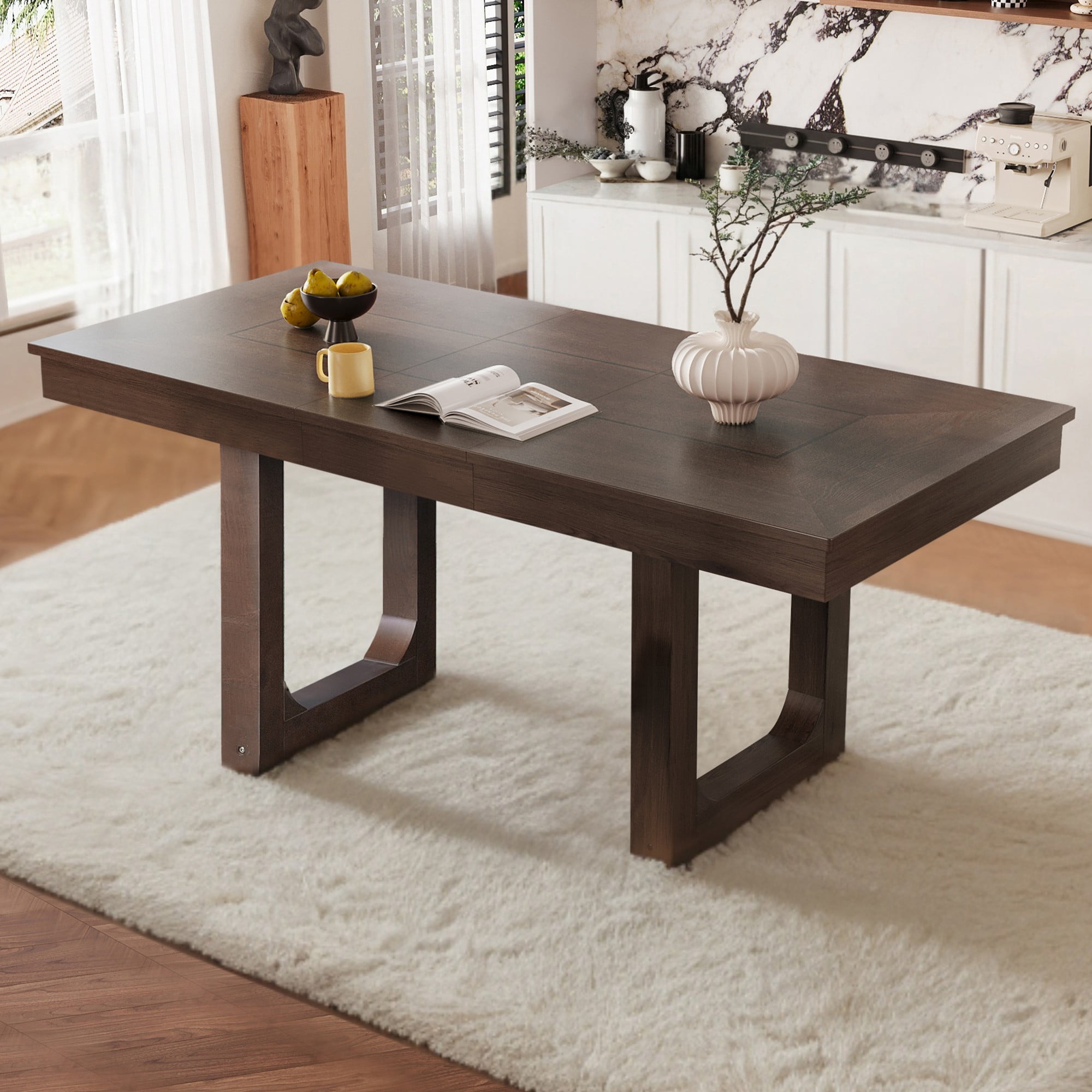 Aukfa 60"-78" Extendable Dining Room Table, Fits up to 8, Farmhouse ...