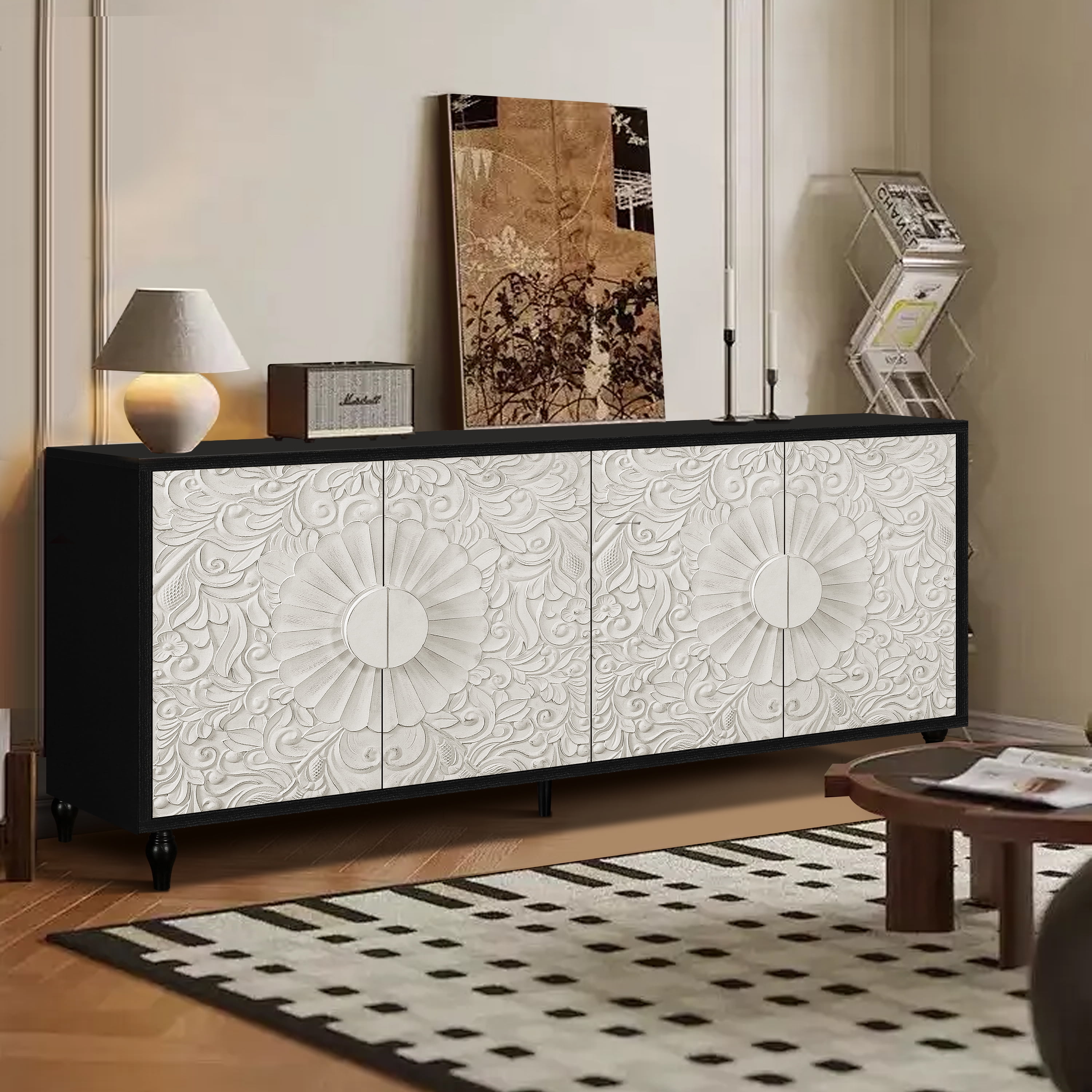 Free Shipping! Aukfa 63in Large Accent Storage Cabinet TV Stand with ...