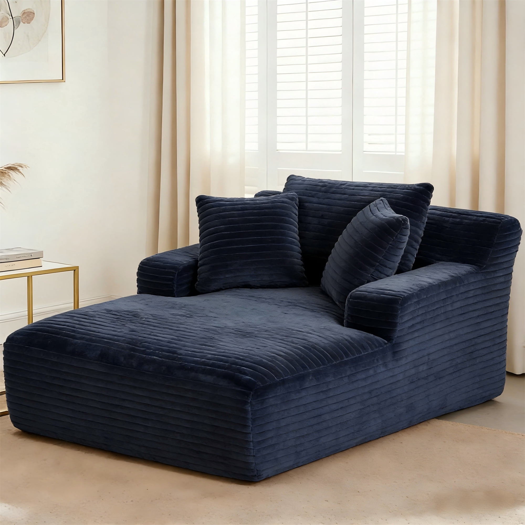 Aukfa 66" Oversized Chaise Lounge Indoor Boneless Couch Plush Sofa Bed ...