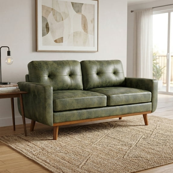 Aukfa 65" Small Sofa Loveseat Couch Comfy Mid Century Modern Sofa for ...