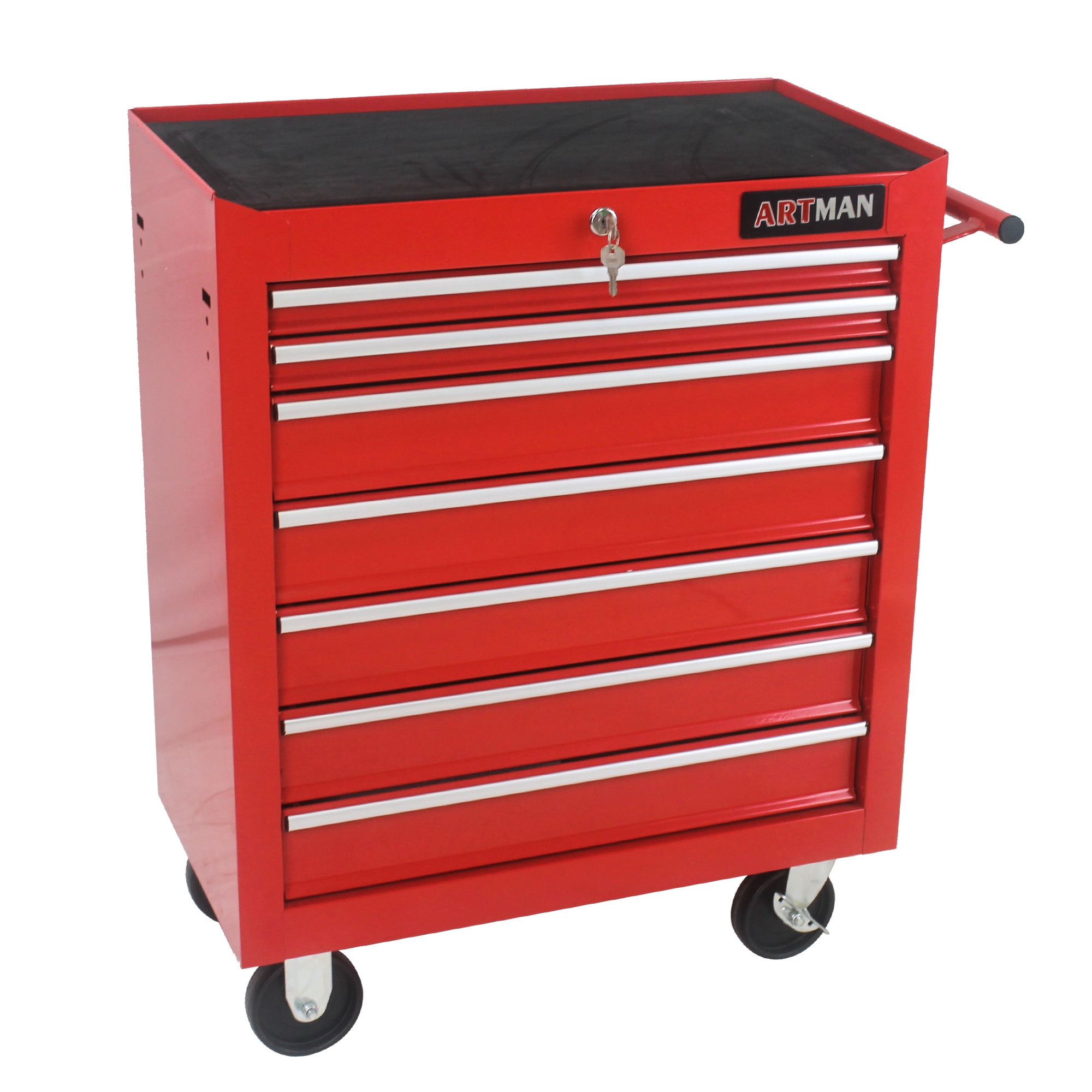 Aukfa 7-Drawer Steel Rolling Tool Box on Wheels, Red - Walmart.com