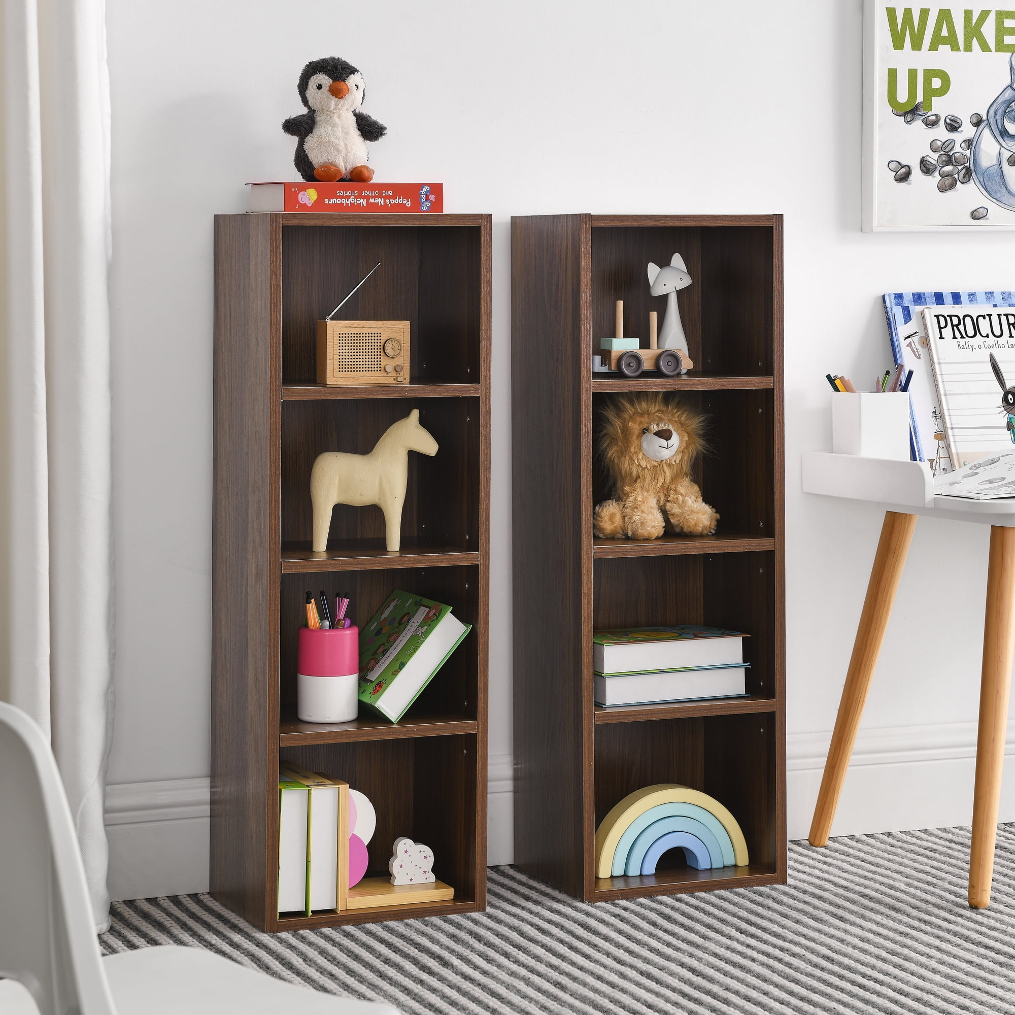 Aukfa 70.9" 8 Tier Tall Narrow Bookcase Storage Organize Display ...