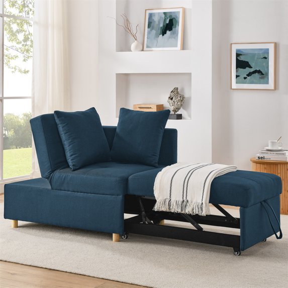 Aukfa 70" Convertible Chaise Futon Pull Out Sofa Chair Bed, Adjustable ...