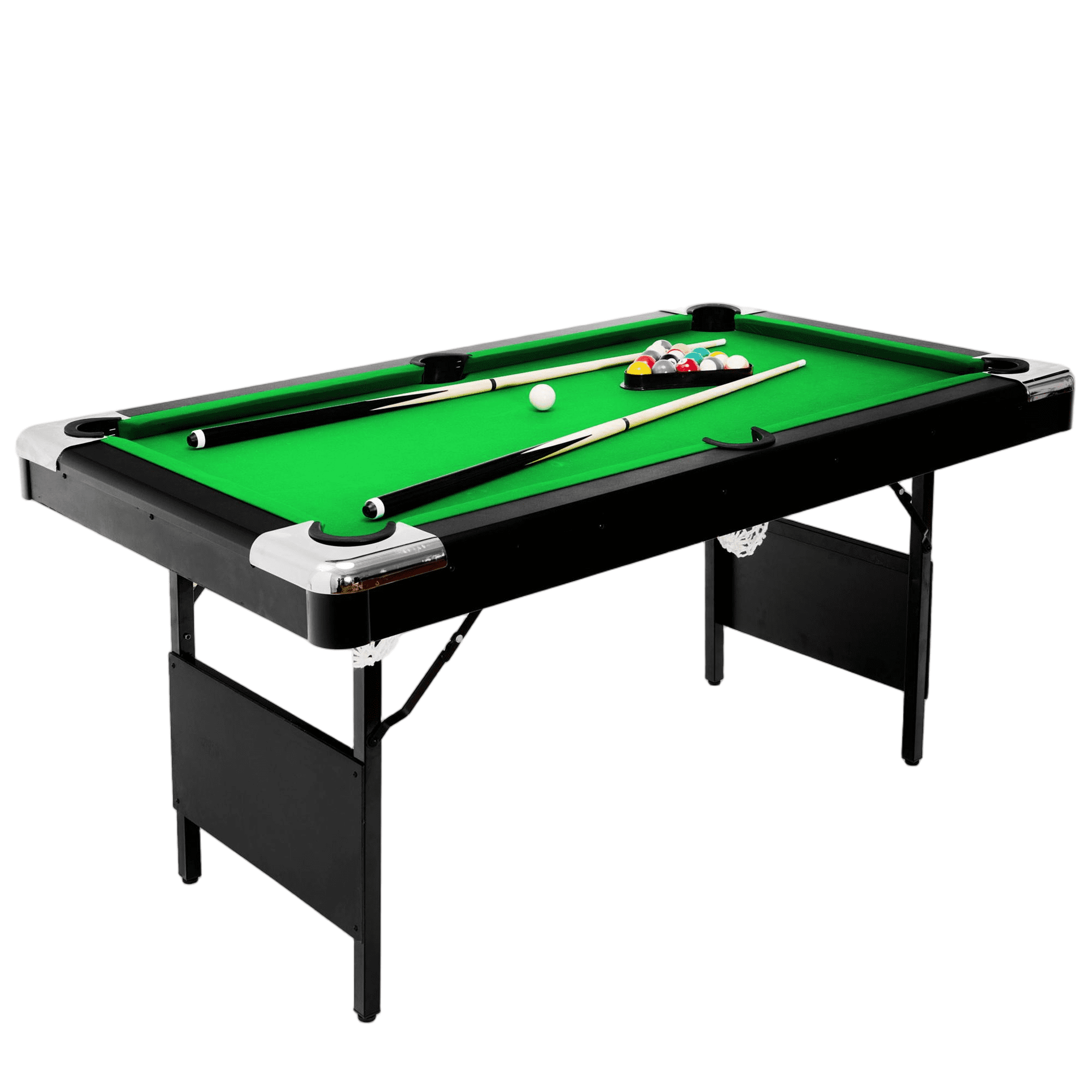 Aukfa 70" Folding Pool Table Portable Billiards Table, No Assembly ...
