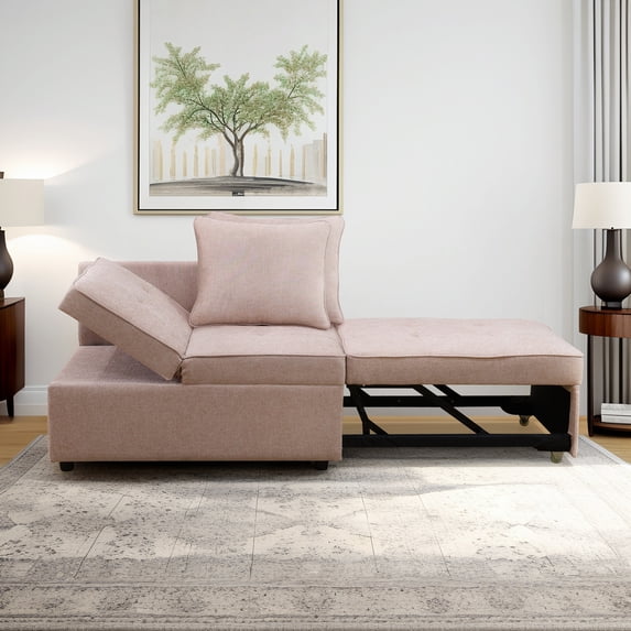 Aukfa 71" Convertible Chaise Futon Pull Out Sofa Chair Bed, Adjustable ...