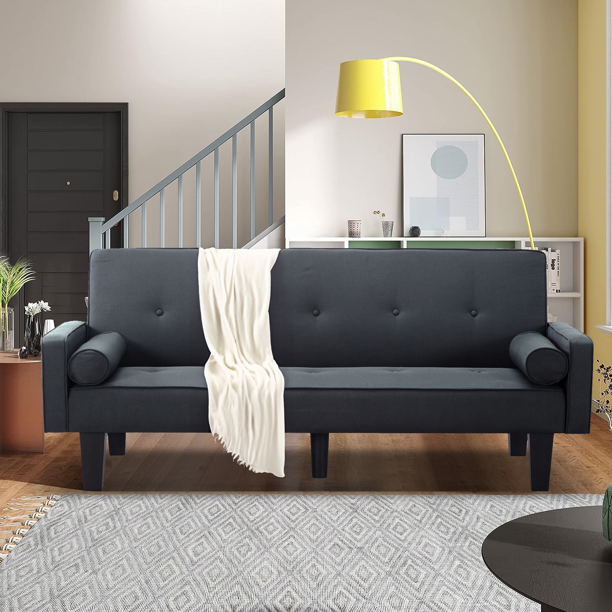 Aukfa 71 Square Arm Futon Convertible Sofa Bed Twin Sleeper - Walmart.com