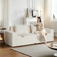 Aukfa 74" Sponge Loveseat Sofa, 2pcs Modular Sofa Chair with 2 Pillows ...