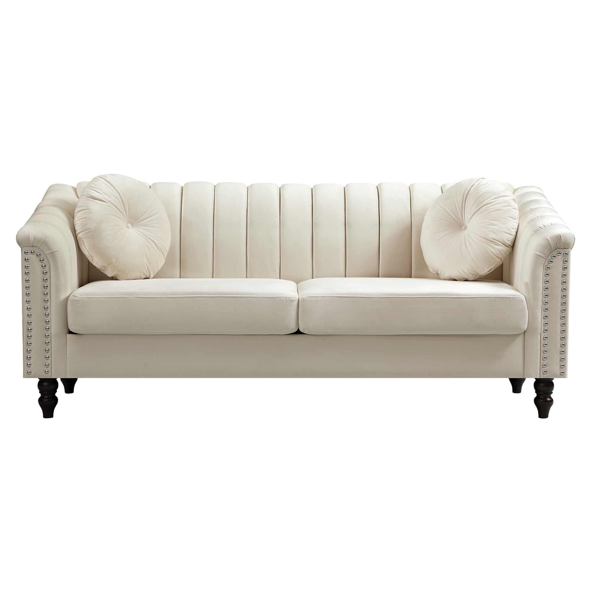 Aukfa 75" Comfy Flannel Sofa, Contemporary 3-Seater Couch for Living ...
