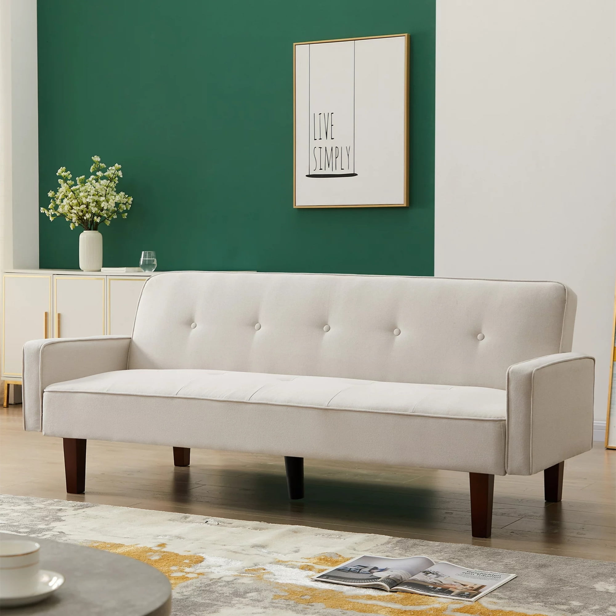 Aukfa 75 Linen Futon Convertible Sofa Bed - Twin Sleeper - Walmart.com