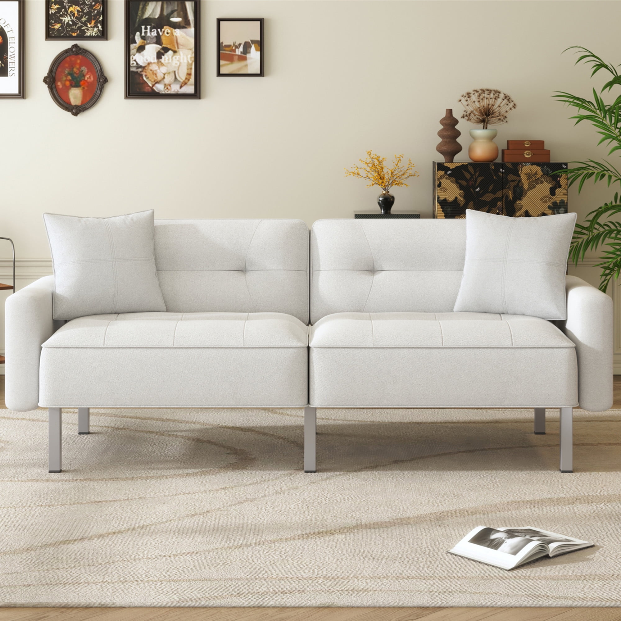 Aukfa 76" Futon Convertible Sofa Bed, Arm Couch for Home Office, 2 ...