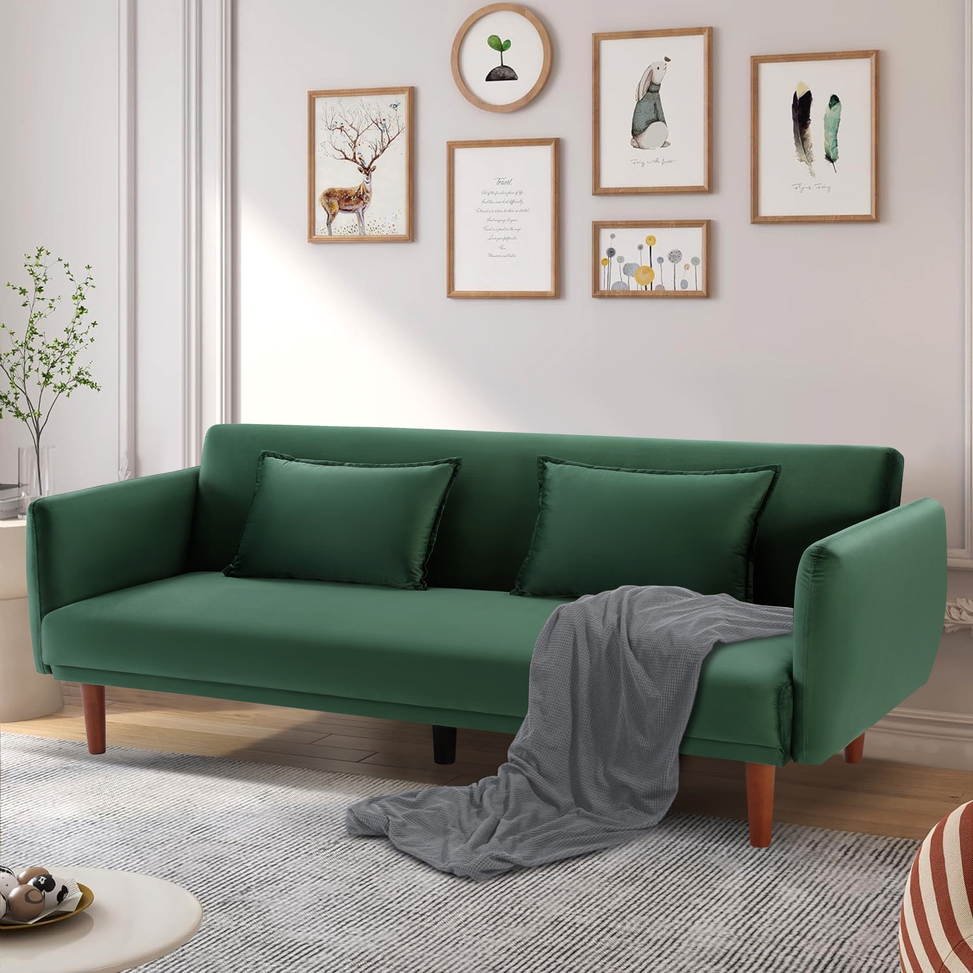 Aukfa Velvet Futon Convertible Sofa Bed - Twin Sleeper Size - Walmart.com