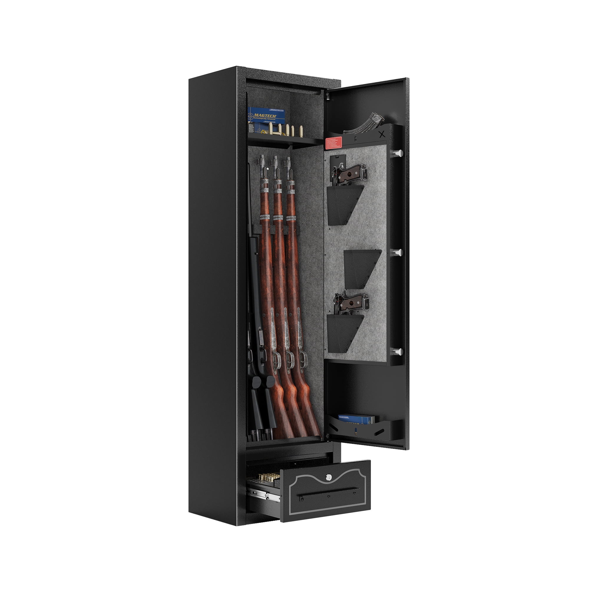 Aukfa 8 Gun Safe, Rifle Safe with Pistol Racks, VOC-Certified Gun ...