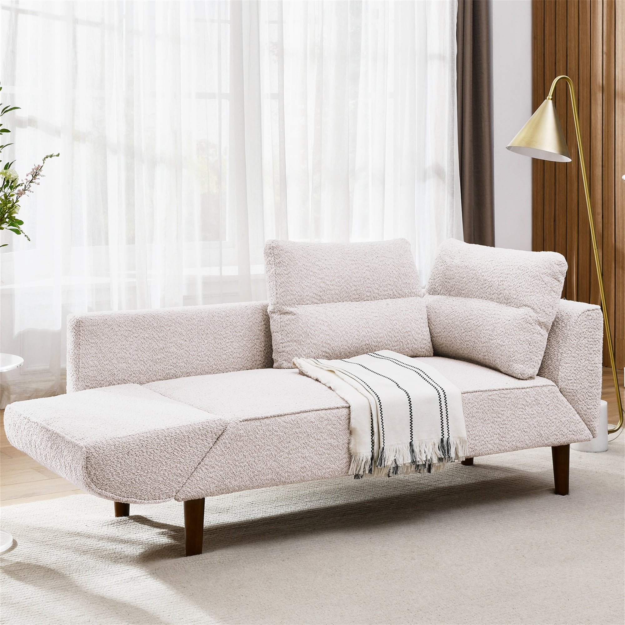 Aukfa 82" Chaise Futon Convertible Sofa Bed for Home Office, Swivel Arm ...