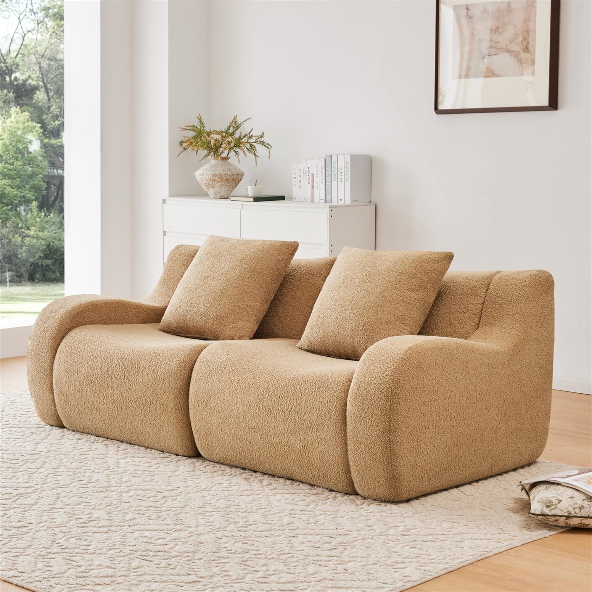 Aukfa 83" Deep Seat Couch Streamlined Roman Sofa, 2 Pillows. No ...