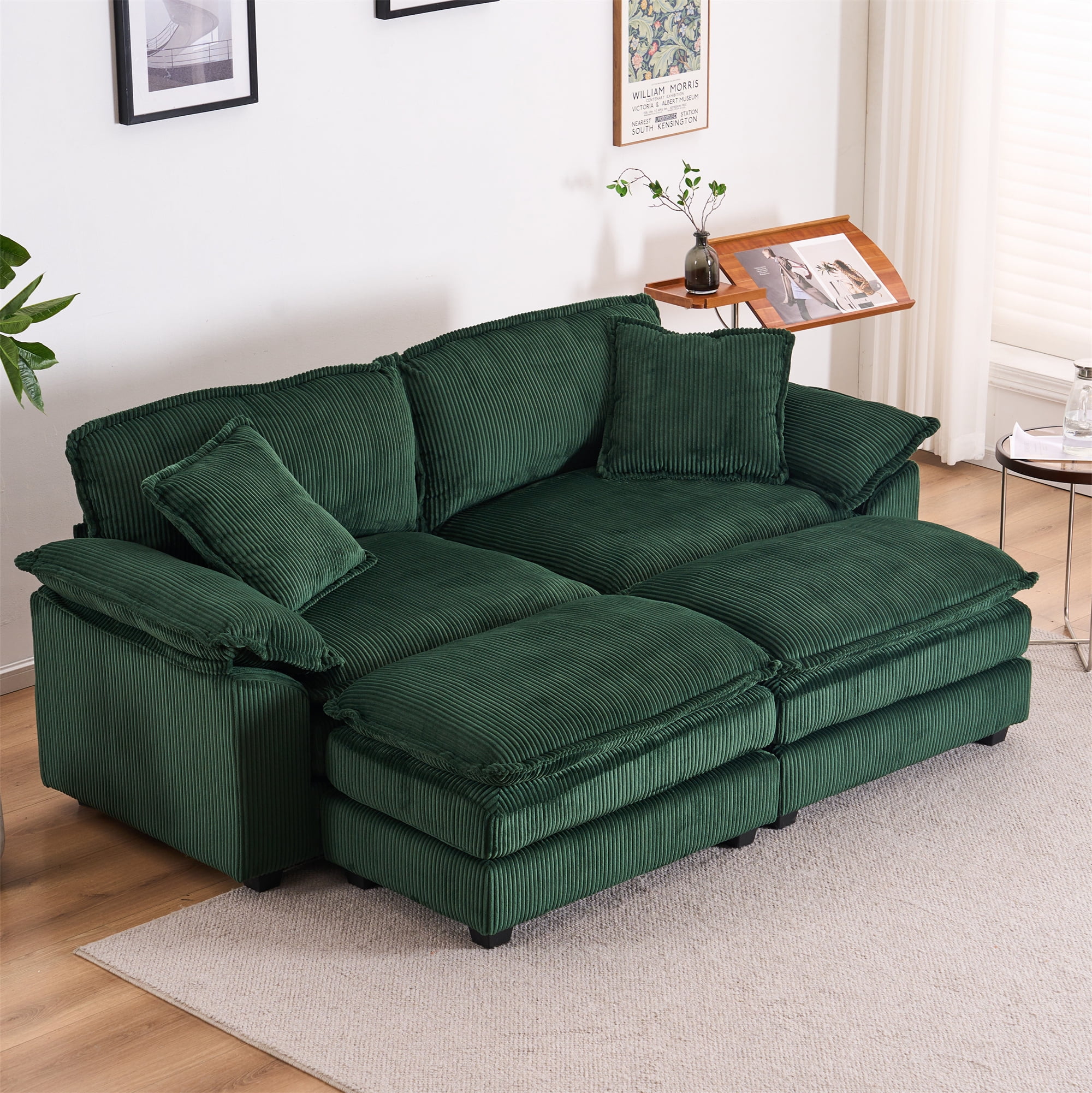 Aukfa Modular Sectional Couch Deep Seat Loveseat Sofa with 2 Ottoman ...