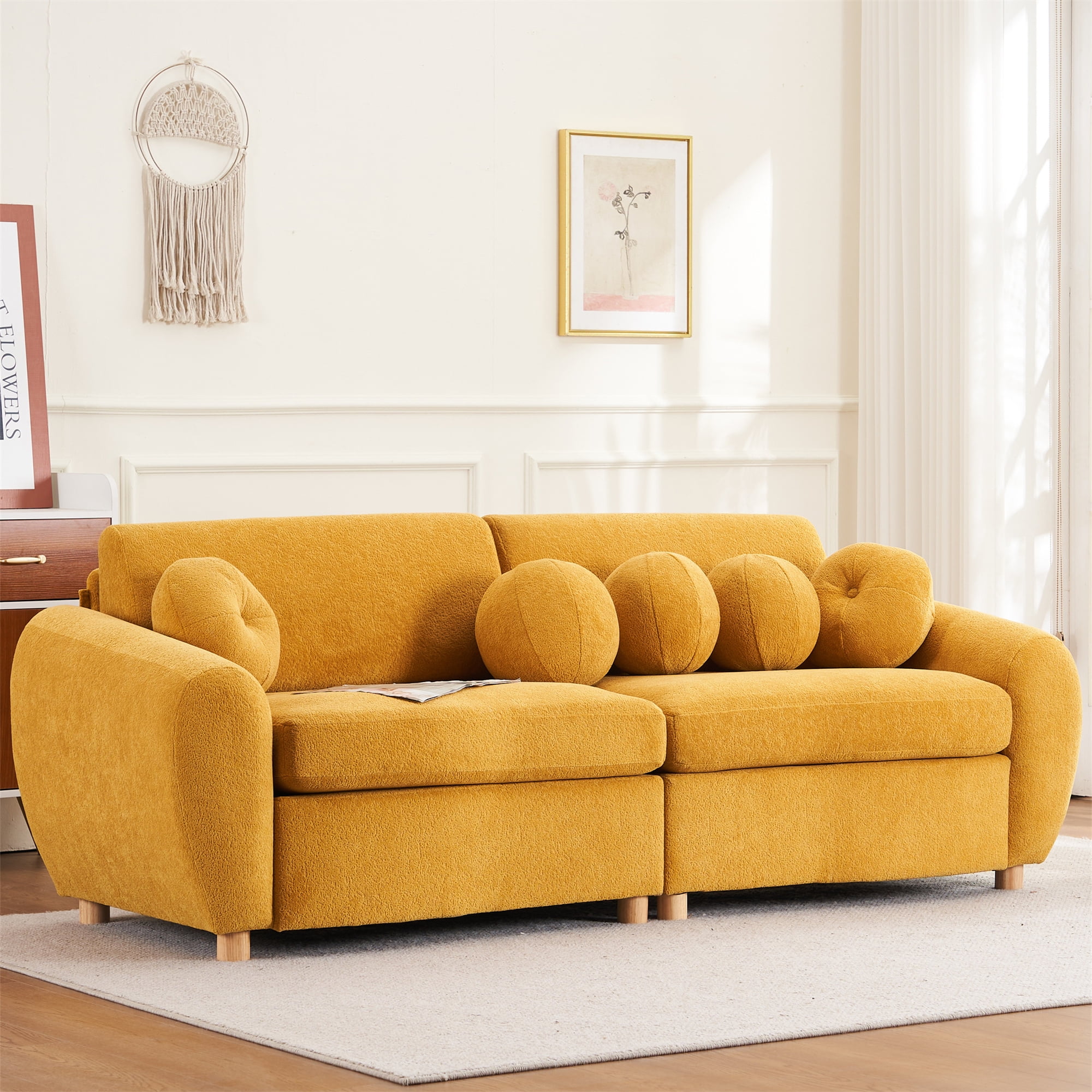 Aukfa 85" Modern Comfy Sofa, Upholstered Deep Seat Couch for Living ...