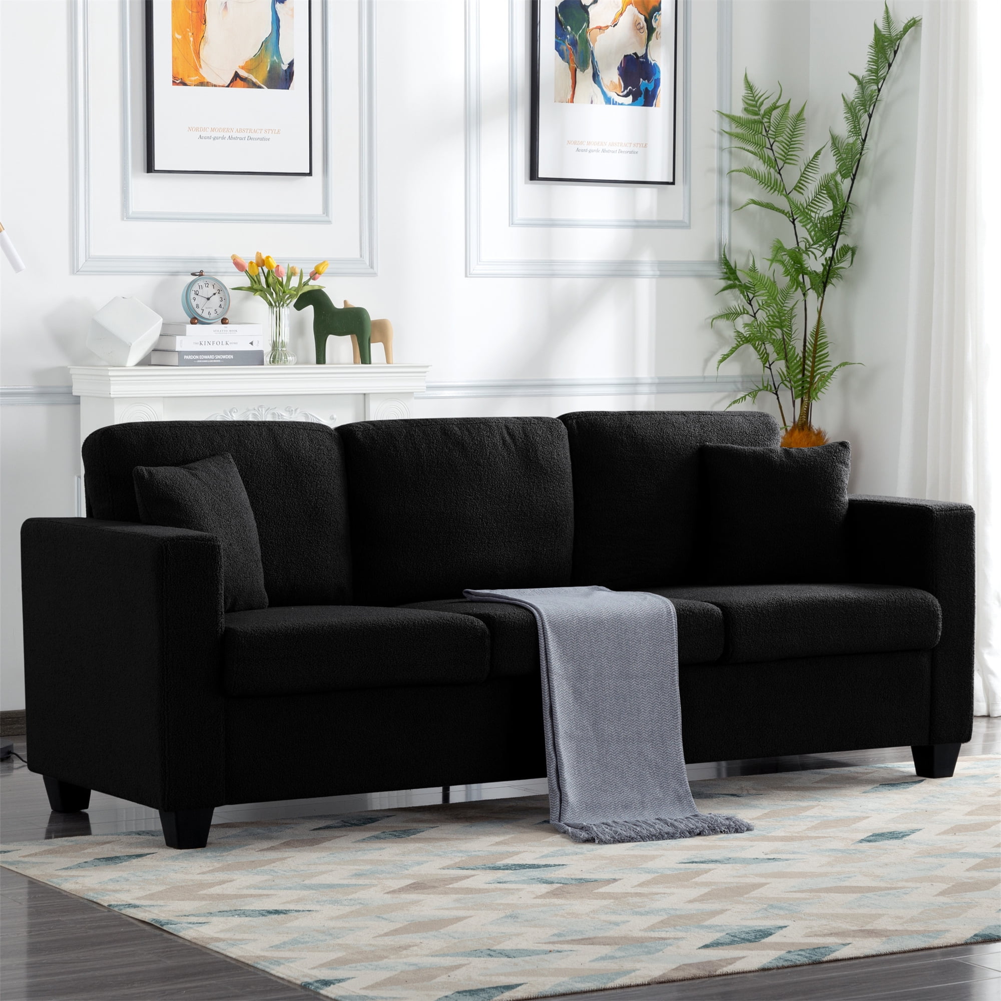 Aukfa Modern Comfy Sofa - Deep Seat 3 Seat Couch - Walmart.com